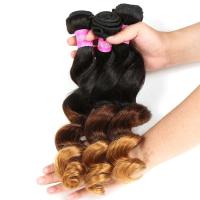 China Blonde 1b/4/27 3 Tone Ombre Remy Human Hair Extensions Brazilian Loose Wave 12-30 Inch for sale