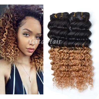 China 7A Grade Deep Wave Ombre Human Hair Extensions 1B/27 Two Tone 100g 10-26 Inch for sale