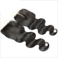 China Brazilian Virgin Hair Body Wave Lace Closure 4x4 Free Middle Part No Tangle 130 Density for sale