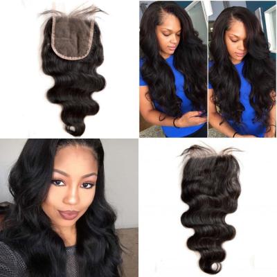 China Brazilian Virgin Hair Lace Top Closure Body Wave 8-24 Inch 100% Unprocessed Natural Color for sale