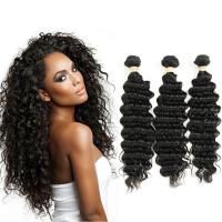 China 7A Grade Peruvian Virgin Hair Deep Wavy Curly Human Hair Extensions 10-30 Inch No Shedding for sale