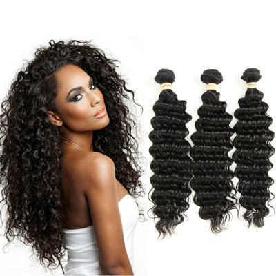 China 7A Grade Peruvian Virgin Hair Deep Wavy Curly Human Hair Extensions 10-30 Inch No Shedding for sale