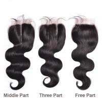 China Brazilian Virgin Hair Body Wave Lace Closure 4x4 Inch 130% Density Free Middle 3 Part for sale