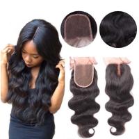 China 4x4 Body Wave Virgin Human Hair Lace Closure Middle Part with Baby Hair Natural Color 130 Density for sale