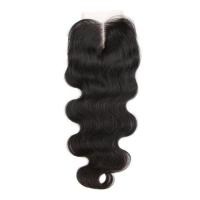 China 4x4 Body Wave Virgin Human Hair Lace Closure Middle Part with Baby Hair Natural Color 130 Density for sale