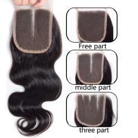China Peruvian Virgin Human Hair Body Wave Lace Closure 4x4 130 Density 8-24 Inch for sale