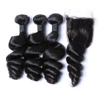 China 8A Malaysian Virgin Human Hair Extensions Loose Wave Natural Black 1B 10-30 Inch for sale