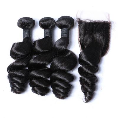 China 8A Malaysian Virgin Human Hair Extensions Loose Wave Natural Black 1B 10-30 Inch for sale
