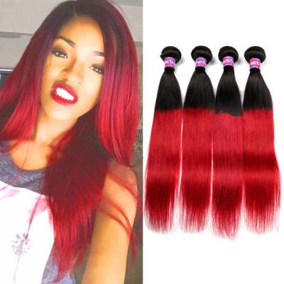China 7A Brazilian Virgin Remy Body Wave Ombre Human Hair Weave 1B Red 100g 10-30 Inch for sale