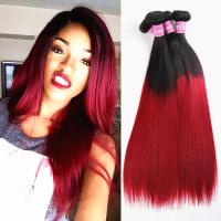 China 7A Brazilian Virgin Hair Ombre Clip In Hair Extensions 1B Red 10-30 Inch No Tangle for sale