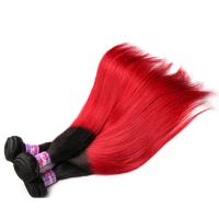 China 7A Brazilian Virgin Hair Ombre Clip In Hair Extensions 1B Red 10-30 Inch No Tangle for sale