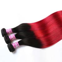 China 7A Brazilian Virgin Hair Ombre Clip In Hair Extensions 1B Red 10-30 Inch No Tangle for sale