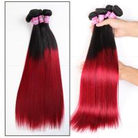 China 7A Ombre Brazilian Virgin Hair 1B Red Straight Ombre Weave 3 Bundles 100g Each for sale