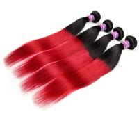 China 7A Ombre Brazilian Virgin Hair 1B Red Straight Ombre Weave 3 Bundles 100g Each for sale