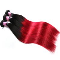 China 7A Ombre Brazilian Virgin Hair 1B Red Straight Ombre Weave 3 Bundles 100g Each for sale