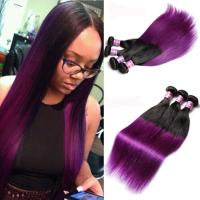 China Peruvian Straight Hair 7A Ombre Human Hair Extensions 1B Purple 10-30 Inch for sale