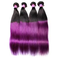 China Peruvian Straight Hair 7A Ombre Human Hair Extensions 1B Purple 10-30 Inch for sale