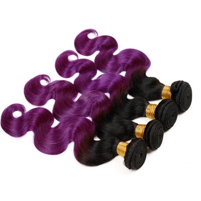 China 100% Brazilian Virgin Body Wave Human Hair Extensions Ombre 1B Purple 18 Inch for sale