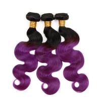 China 100% Virgin Human Hair Body Wave Ombre 1B/Purple Weave 12-28 Inch Double Weft for sale
