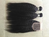 China Pure Peruvian Virgin Hair Kinky Straight Weave 10-30 Inch 100g Natural Black No Chemical for sale