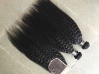 China Coarse Yaki Peruvian Human Hair Weave Kinky Straight 100g 18 Inch Hair Extensions for sale