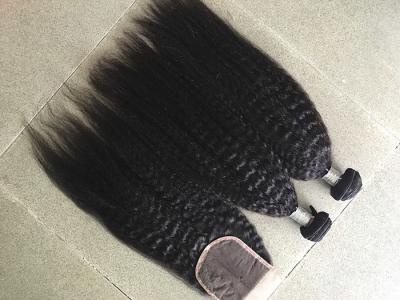 China Coarse Yaki Peruvian Human Hair Weave Kinky Straight 100g 18 Inch Hair Extensions for sale