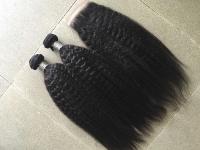China Coarse Yaki Peruvian Human Hair Weave Kinky Straight 100g 18 Inch Hair Extensions for sale