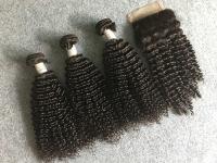 China Peruvian 8A Virgin Hair Kinky Curly Hair Bundles 10-30 inch 4x4 Closure for sale