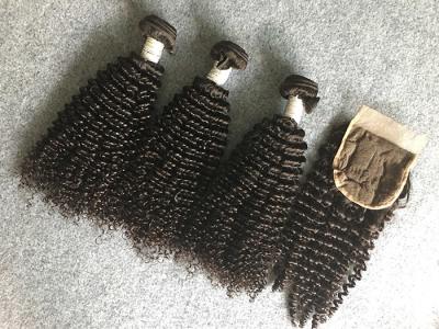 China Full and Thick Peruvian Human Hair Weave Unprocessed with Kinky Curly Closure for sale