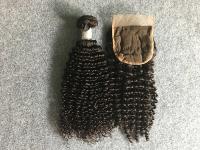 China Full and Thick Peruvian Human Hair Weave Unprocessed with Kinky Curly Closure for sale