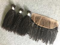 China 13x4 Lace Frontal 8A Virgin Hair Kinky Curly Peruvian Human Hair Weave 10-30 Inch for sale