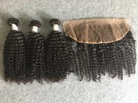 China Peruvian Kinky Curly Virgin Human Hair Weave 13x4 Lace Frontal 10-30 Inch 100g for sale