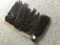 China Peruvian Kinky Curly Virgin Human Hair Weave 13x4 Lace Frontal 10-30 Inch 100g for sale