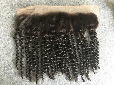 China Brazilian Kinky Curly 13x4 Lace Top Closure Human Hair Ear To Ear Lace Frontal 100g 10-30inch for sale