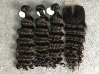 China Virgin Loose Deep Wave 100% Brazilian Hair With Closure 10-30 inch Natural Color for sale