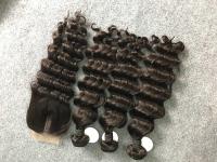 China Virgin Loose Deep Wave 100% Brazilian Hair With Closure 10-30 inch Natural Color for sale