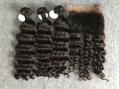 China Brazilian Virgin Hair Loose Wave Weave with Frontal 10-30 Inch 100g for sale