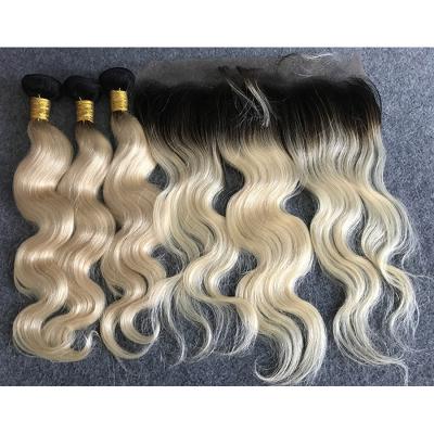China Russian Ombre Human Hair Body Wave 13x4 Lace Frontal Ear to Ear 100% Virgin Remy Hair for sale