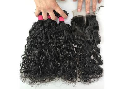 China 100% Virgin Peruvian Water Wave Human Hair With Closure Undyed Color for sale