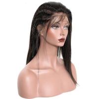 China 360 Full Lace Peruvian Human Hair Wig Straight 130 Density Natural Color 20 Inch for sale