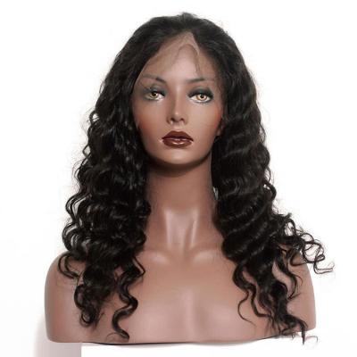 China 150 Density Braided Full Lace Human Hair Wig Brazilian Deep Wave 10A Grade 20 Inch for sale