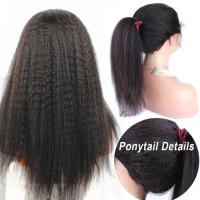 China 180 Density Full Lace Yaki Straight Human Hair Wig 10A Grade 8-40 Inch for Black Women for sale