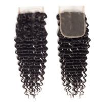 China Peruvian Deep Wave Virgin Human Hair Bundles 4 X 4 Lace Closure for sale