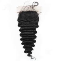 China Peruvian Deep Wave Virgin Human Hair Bundles 4 X 4 Lace Closure for sale