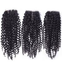 China 8 Inch Kinky Curl Middle Part 100% Brazilian Virgin Hair Lace Closure 10A Grade for sale