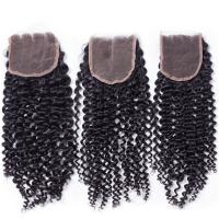China 8 Inch Kinky Curl Middle Part 100% Brazilian Virgin Hair Lace Closure 10A Grade for sale