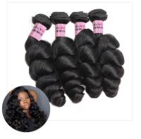 China Double Weft Peruvian Loose Wave Hair Extensions 1B Natural Color 10A Grade 18 Inch Silky Soft for sale