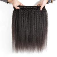 China Peruvian Kinky Straight Human Hair Weave Closure With Three Bundles Natural Color for sale