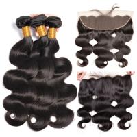 China 10 Inch Virgin Human Hair Body Wave Bundles with Lace Frontal 13x6 for Women for sale