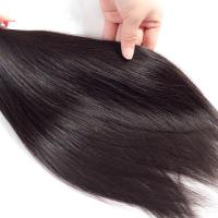 China 8 Inch 100 Peruvian Human Hair Weave Straight Bundles with Lace Frontal 1B Natural Color for sale
